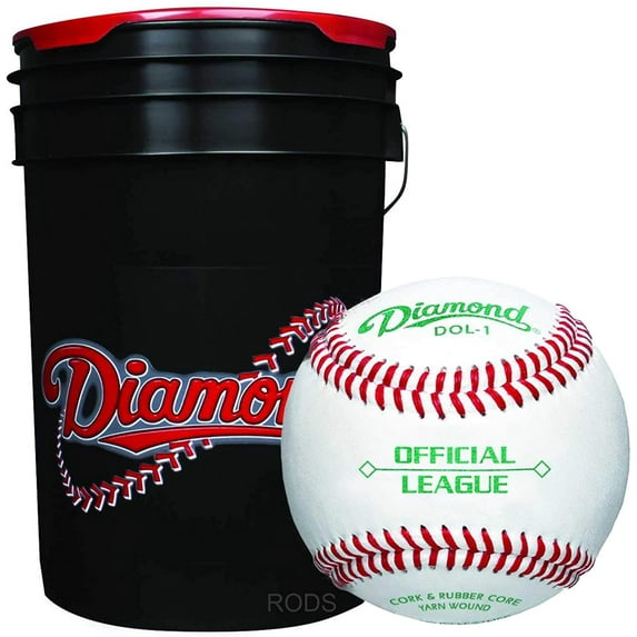 Diamond 6-Gallon Ball Bucket with 30 DOL-1 Official League Baseballs ...