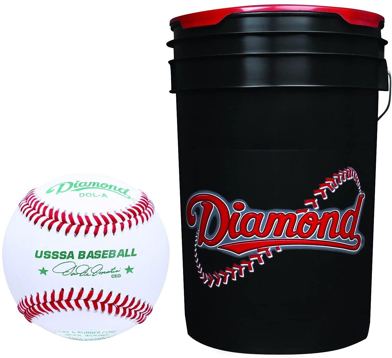 Diamond 6-Gallon Ball Bucket with 30 DOL-A USSSA League Baseballs ...