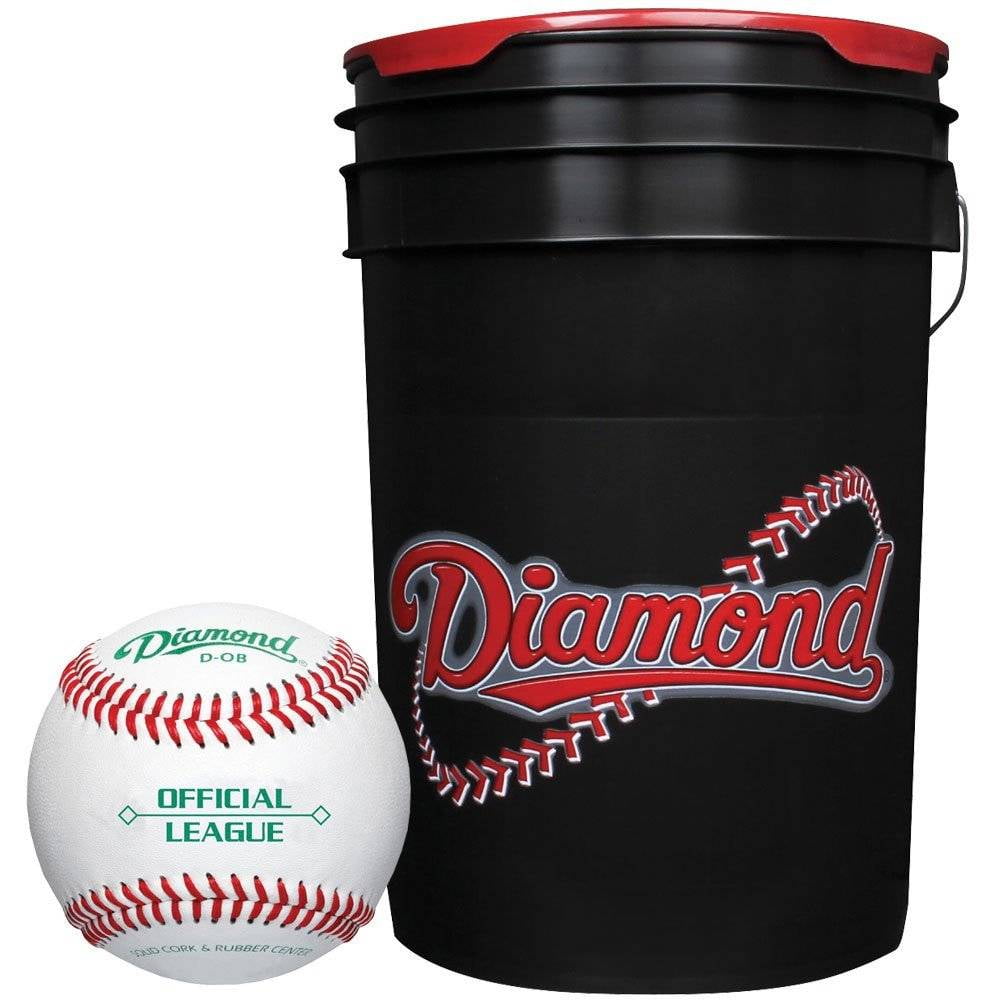Diamond 6 Gallon Ball Bucket with Padded Lid, 30 ODB Baseballs for ...