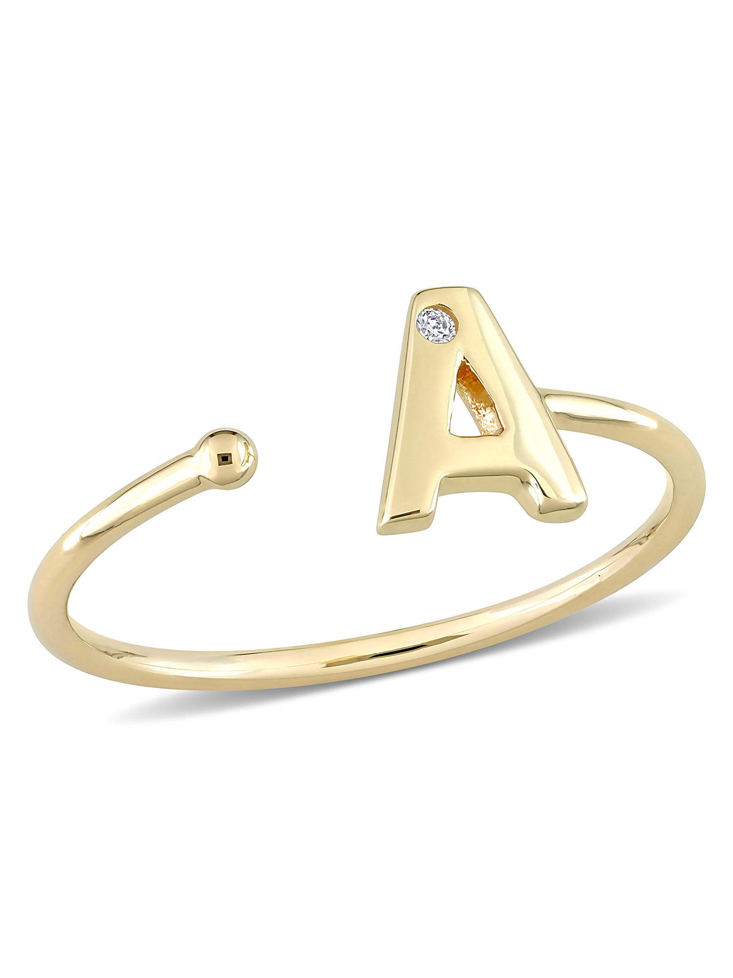 Floreo 10k Yellow Gold A-Z Cursive Letter and Heart Initial Ring, Small ...