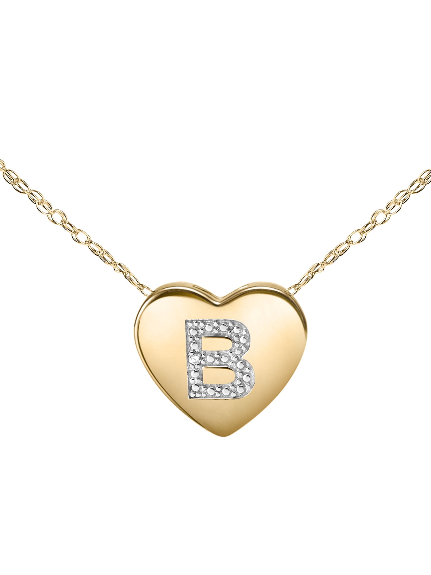 Diamond-Accent 14K Yellow Gold over Sterling Silver Heart Initial ...