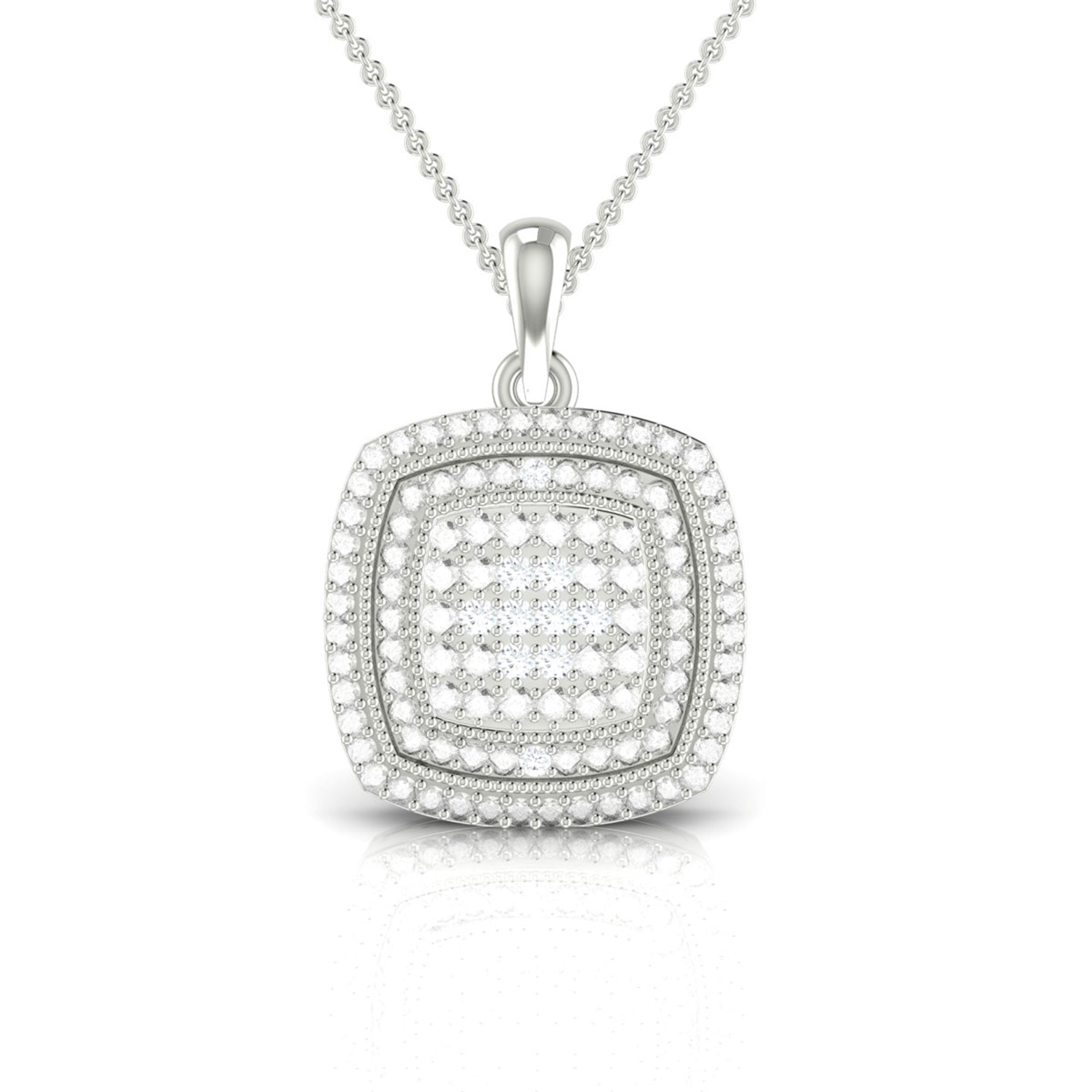 Diamond Accent 925 Sterling Silver Diamond Square Shape Composite Style ...
