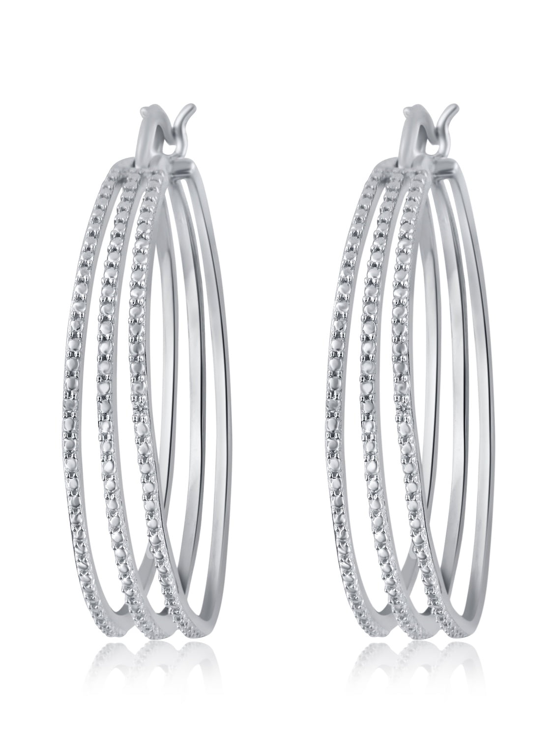 Diamond Accent Silver Tone Hoop Earring - Walmart.com