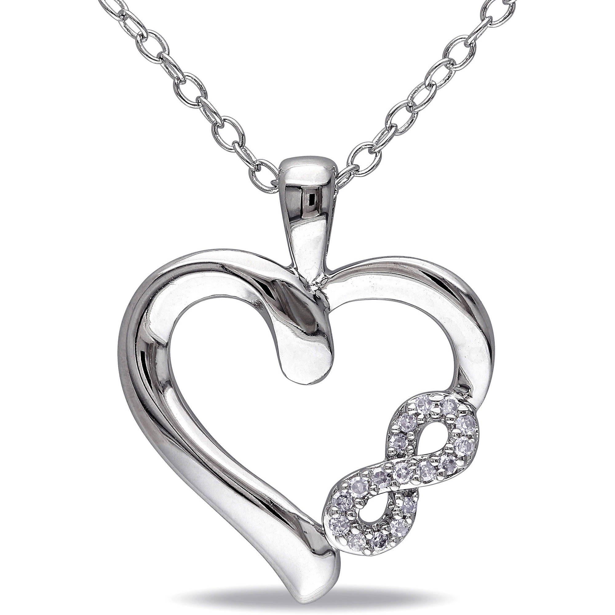 CZ Sterling Silver Infinity Heart Pendant, 18" - Walmart.com