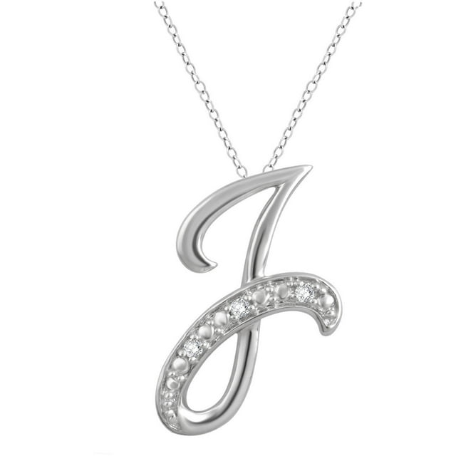 Diamond Accent Sterling Silver "J" Initial Pendant, 18" Chain - Walmart.com