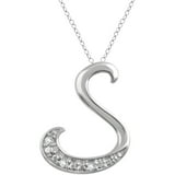 Diamond Accent Sterling Silver "S" Initial Pendant, 18" Chain - Walmart.com
