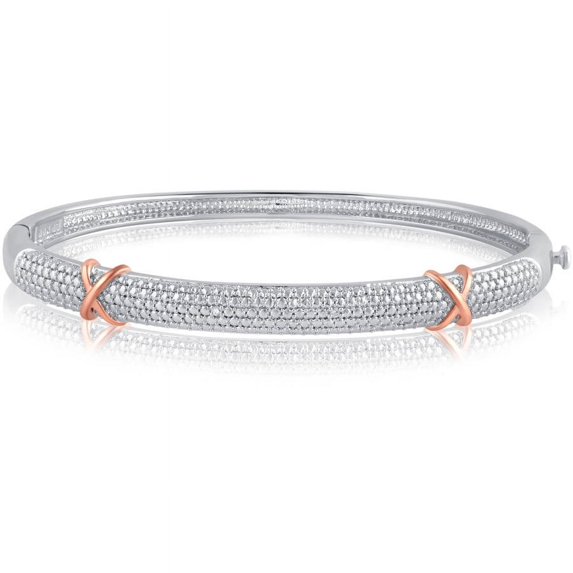 Diamond Accent Two Tone Fashion Bangle. - Walmart.com