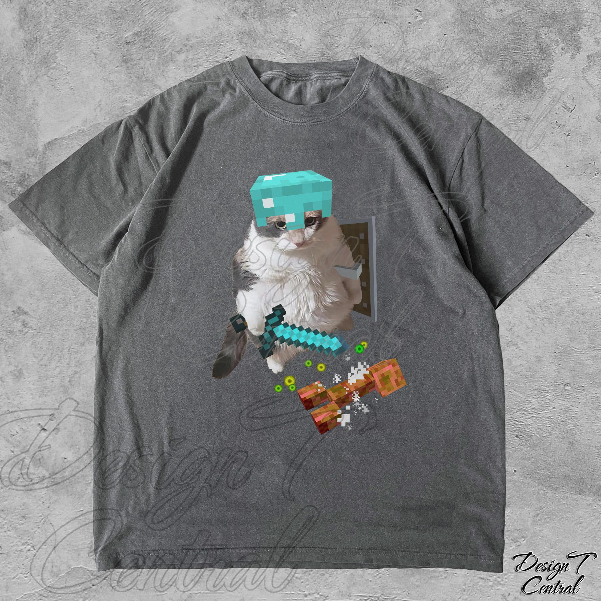 Diamond Armor Cat Creeper Gamer T-Shirt, Funny Mine Crafts Tee ...