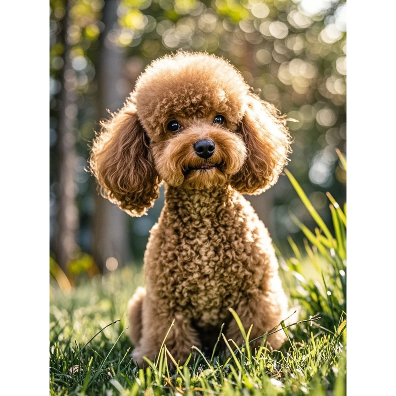 Diamond Art Brown Poodle Grassland 5D Diamond Painting DIY Kits Full Round Drill Bead Rhinestone ...