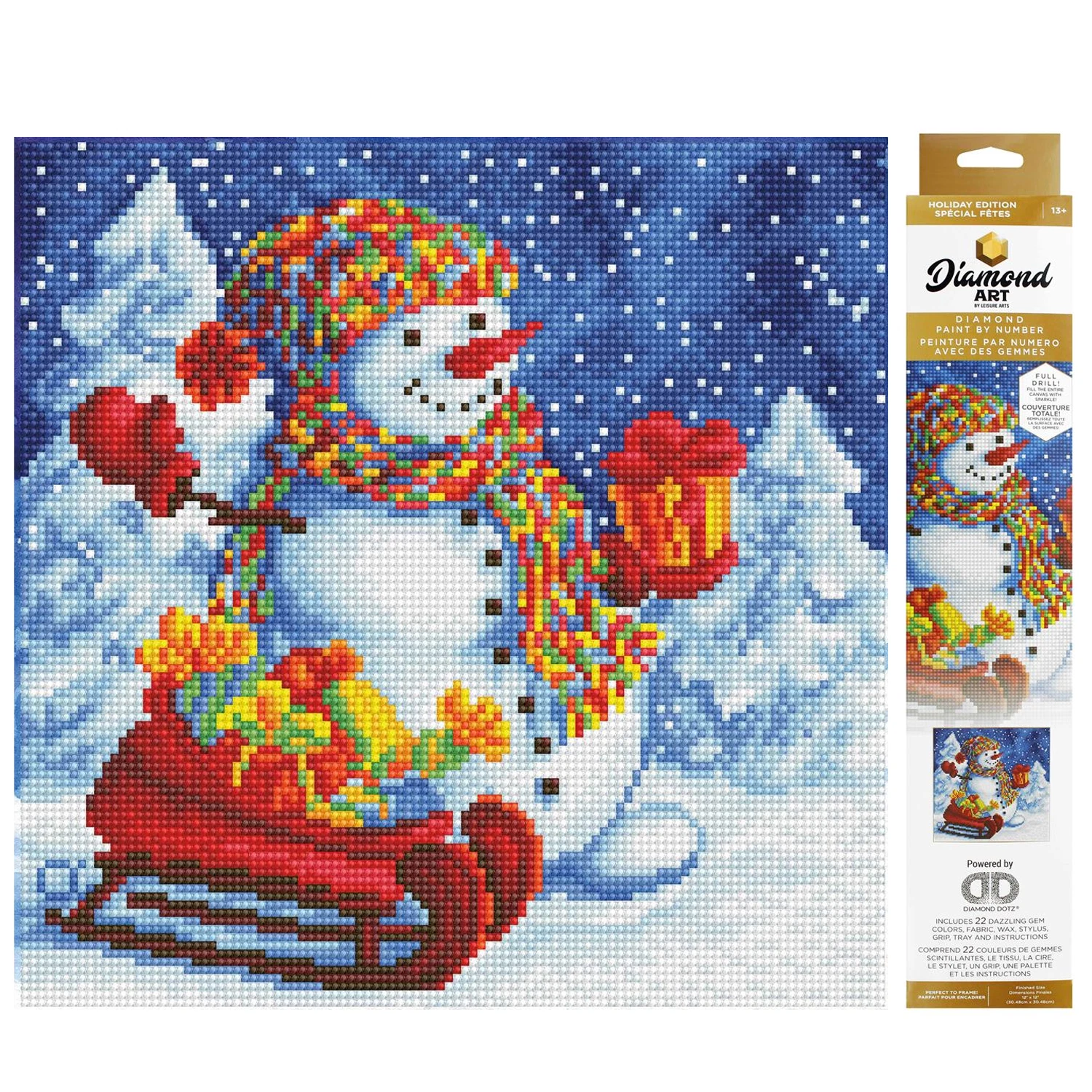 Diamond Art By Leisure Arts Holiday Snowman Fun, 12"X12", Intermediate ...