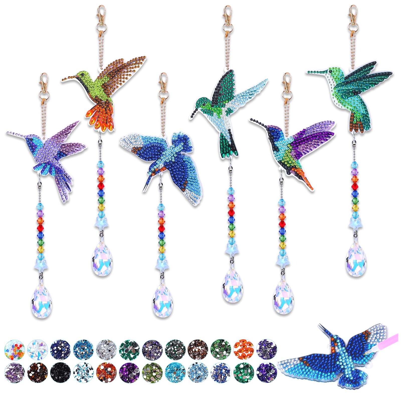 Diamond Art Craft Kits for Girls Ages 6 7 8 9 Gems Wind Chimes Kit for ...