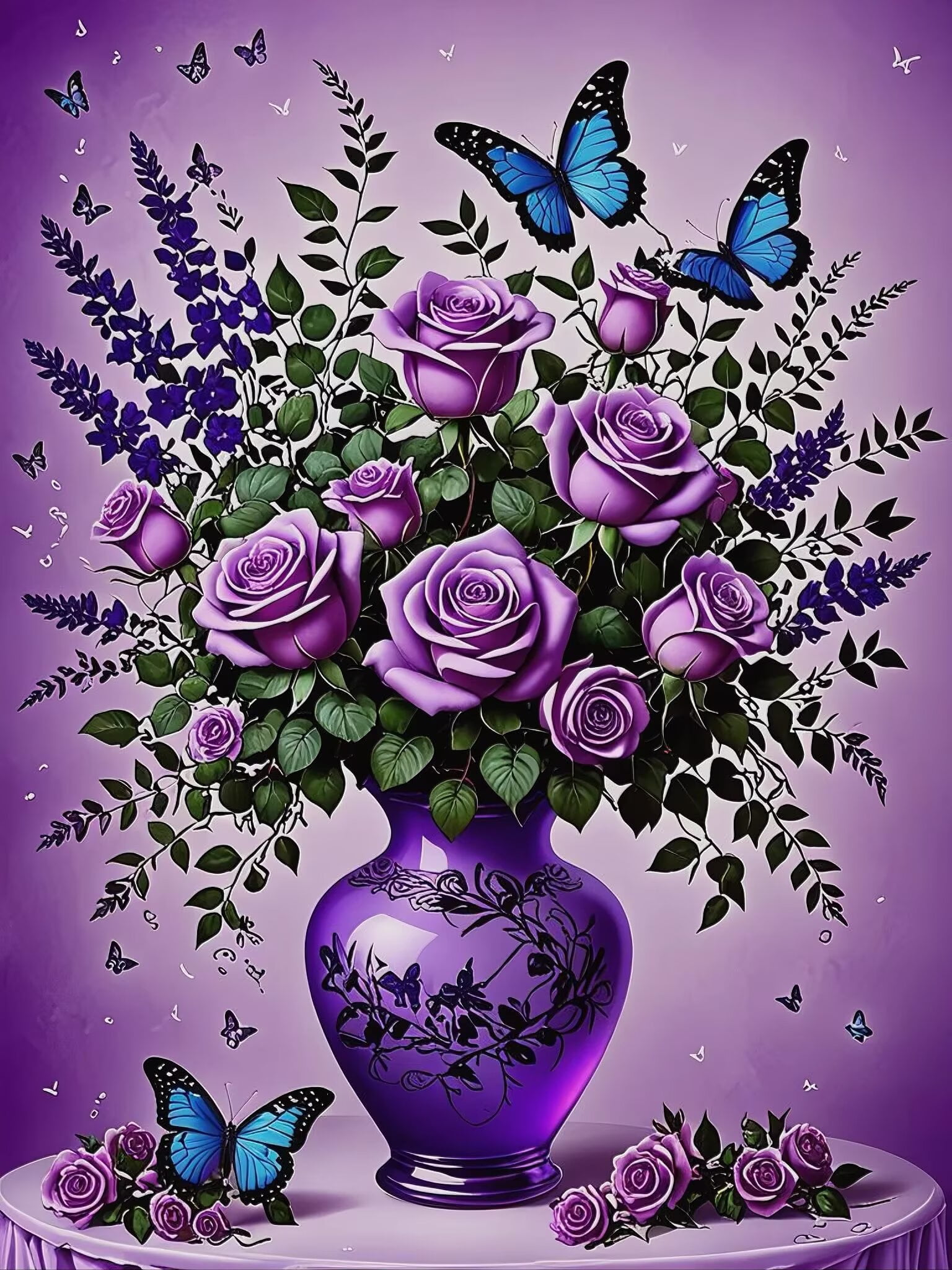 Diamond Art Flowers Painting Kits for Adults 5D Floral & Butterfly ...