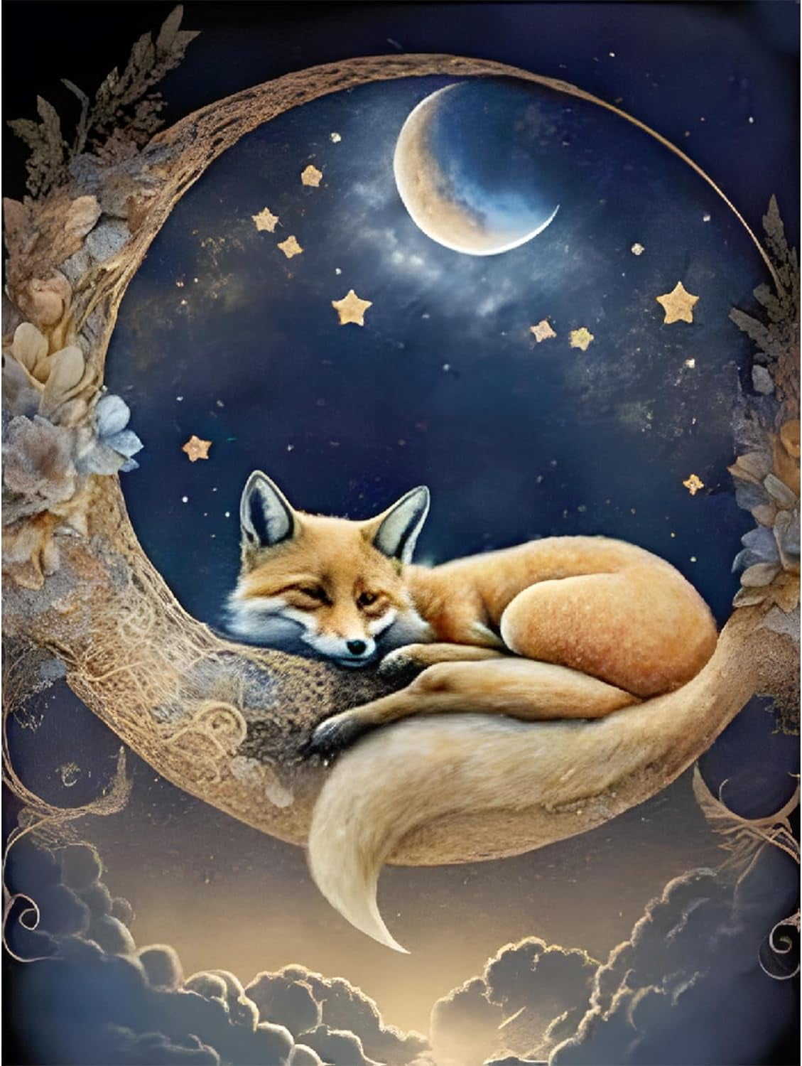 Diamond Art, Fox Diamond Art Kits for Adults, Moon Diamonds Gem Art DIY ...