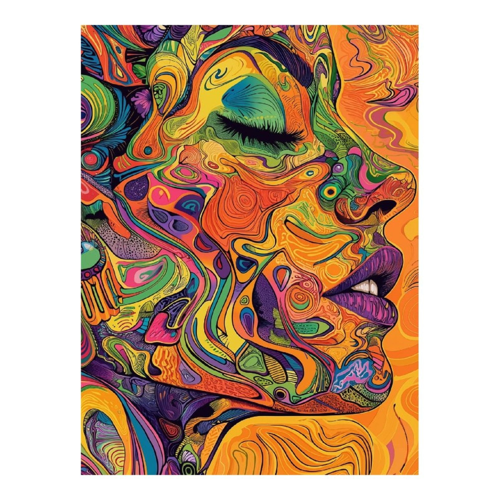 Diamond Art Kit for Adults, Abstract Colorful Psychedelic Portrait ...