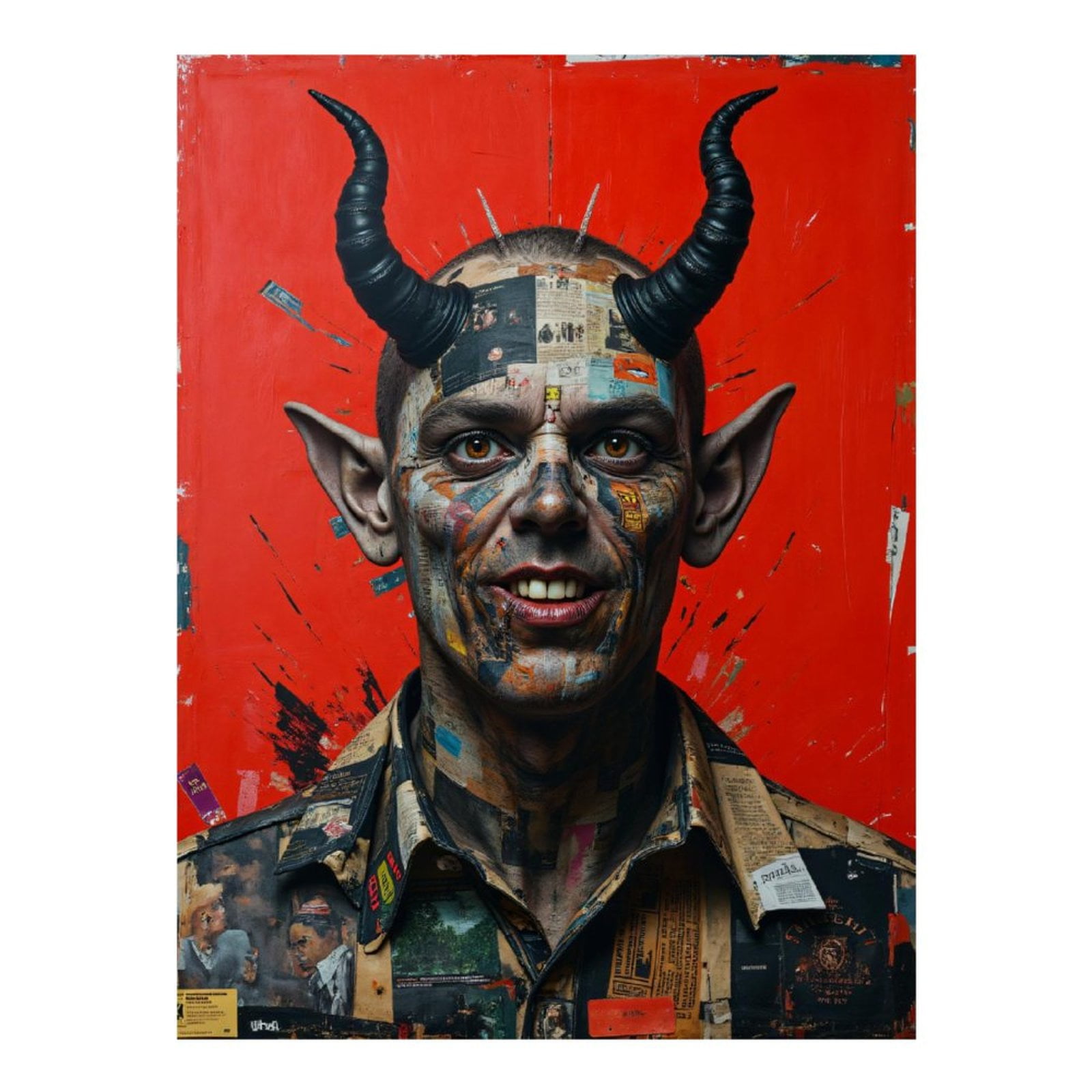 Diamond Art Kit for Adults, Abstract Horned Creature Collage Diamond ...