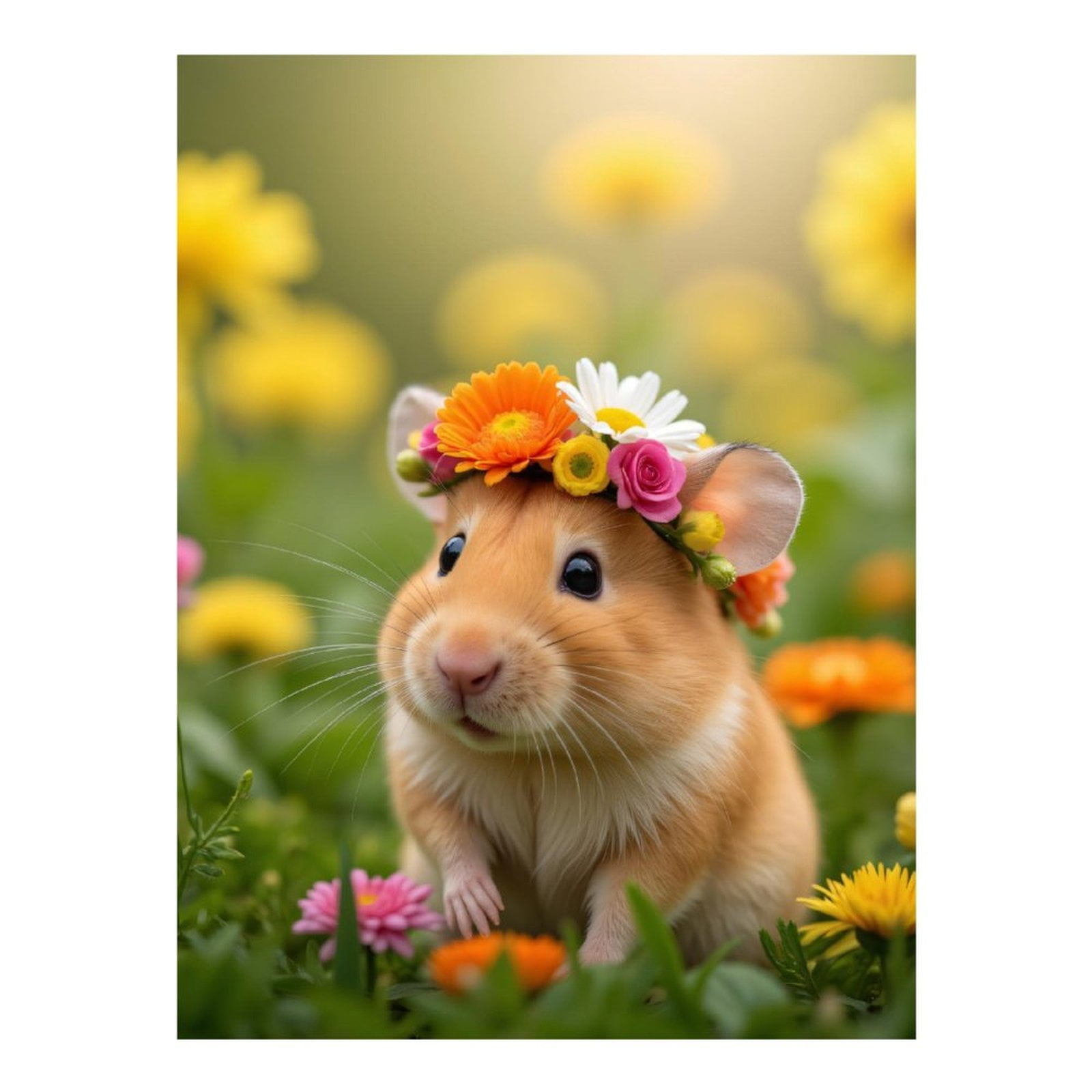 Diamond Art Kit for Adults, Adorable Hamster Flower Crown Meadows ...