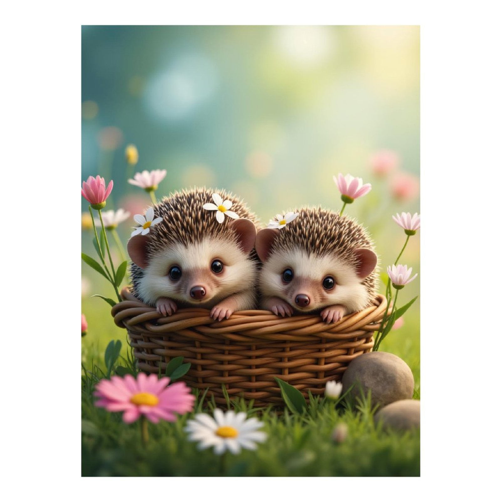 Diamond Art Kit for Adults, Adorable Hedgehogs Basket Blossoms Diamond ...