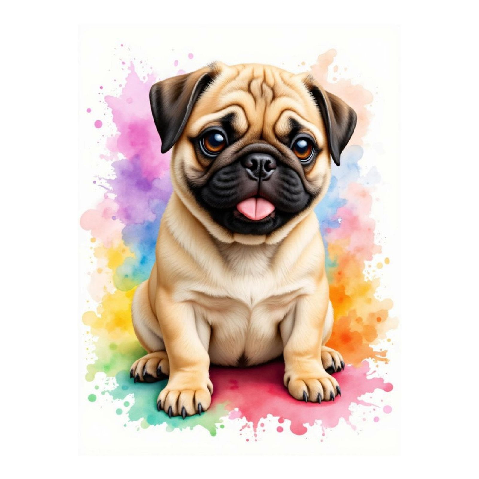 Diamond Art Kit for Adults, Adorable Pug Colorful Background Diamond ...
