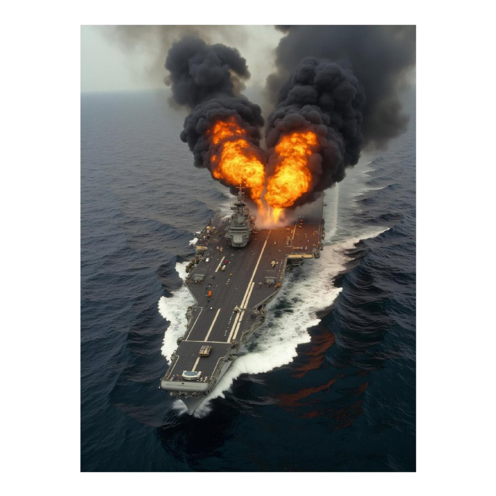 Diamond Art Kit for Adults, Aircraft Carrier Fire Ocean Crisis Diamond ...