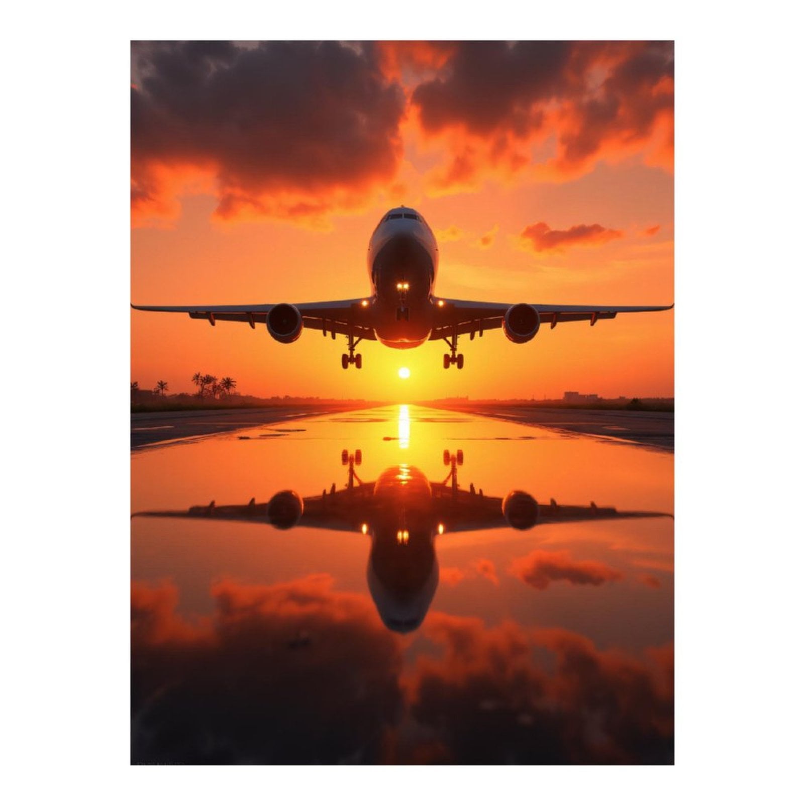 Diamond Art Kit for Adults, Airplane Sunset Reflection Journey Diamond ...