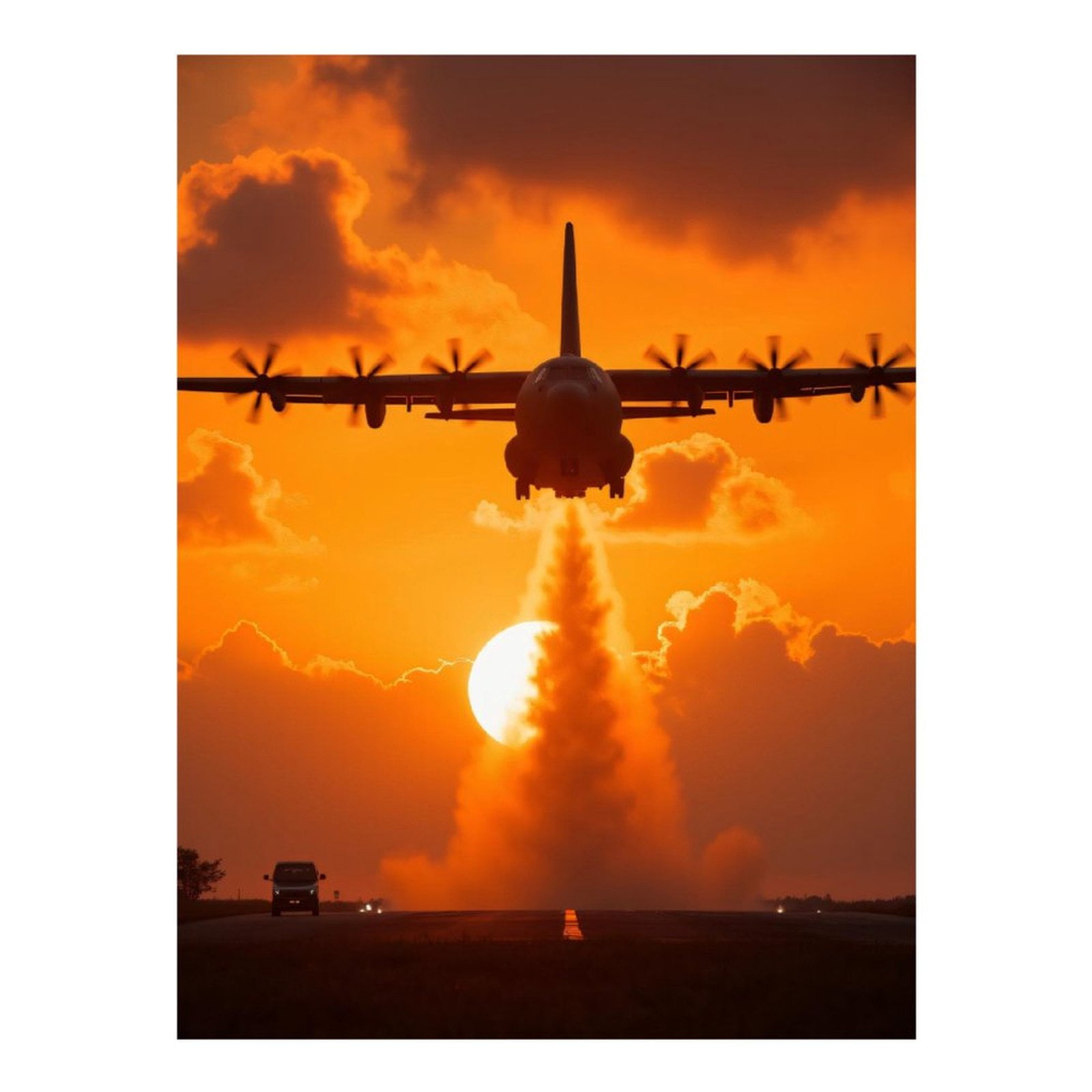 Diamond Art Kit for Adults, Airplane Sunset Silhouette Runway Sky ...