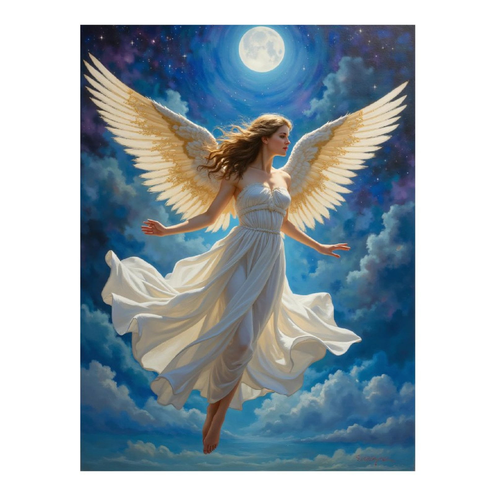 Diamond Art Kit for Adults, Angel Moonlit Sky Enchanting Flight Diamond ...