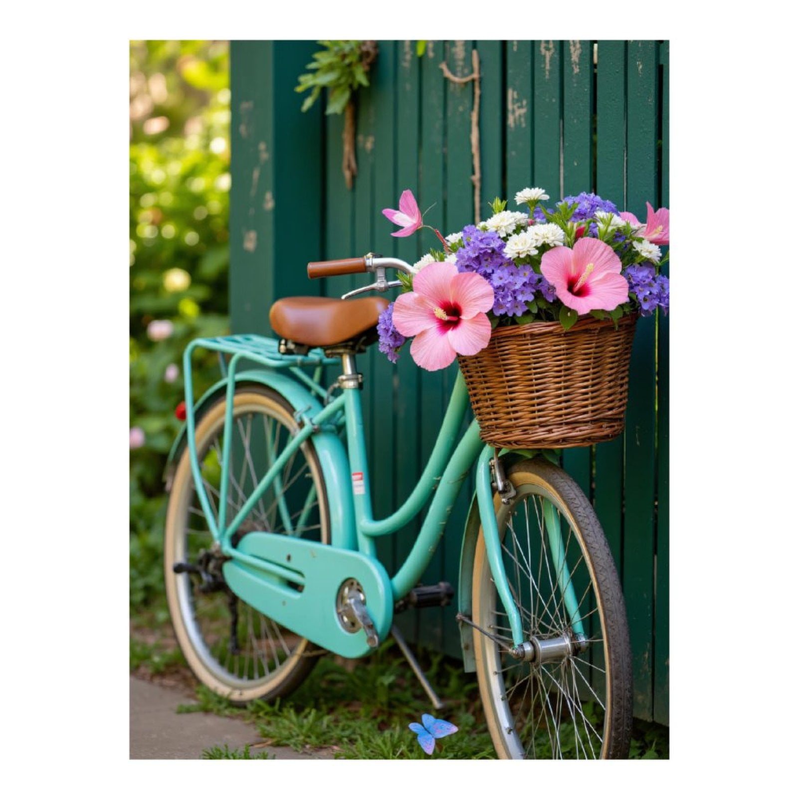 Diamond Art Kit for Adults, Aqua Bicycle Basket Blooms Bliss Diamond Painting for Adults ...