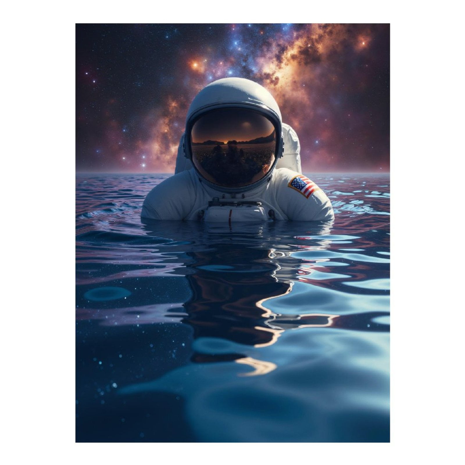 Diamond Art Kit for Adults, Astronaut Floating Cosmic Water Reflection ...