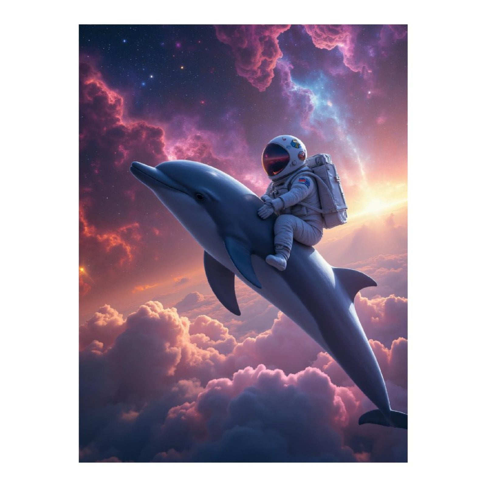 Diamond Art Kit for Adults, Astronaut Ride Cosmic Dolphin Dreamscape ...