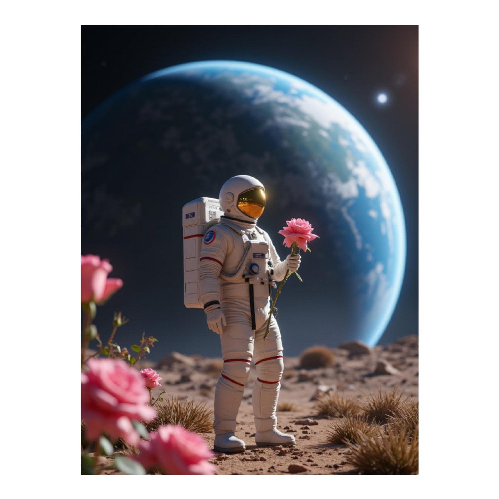 Diamond Art Kit for Adults, Astronaut With Rose On Alien Planet Diamond ...