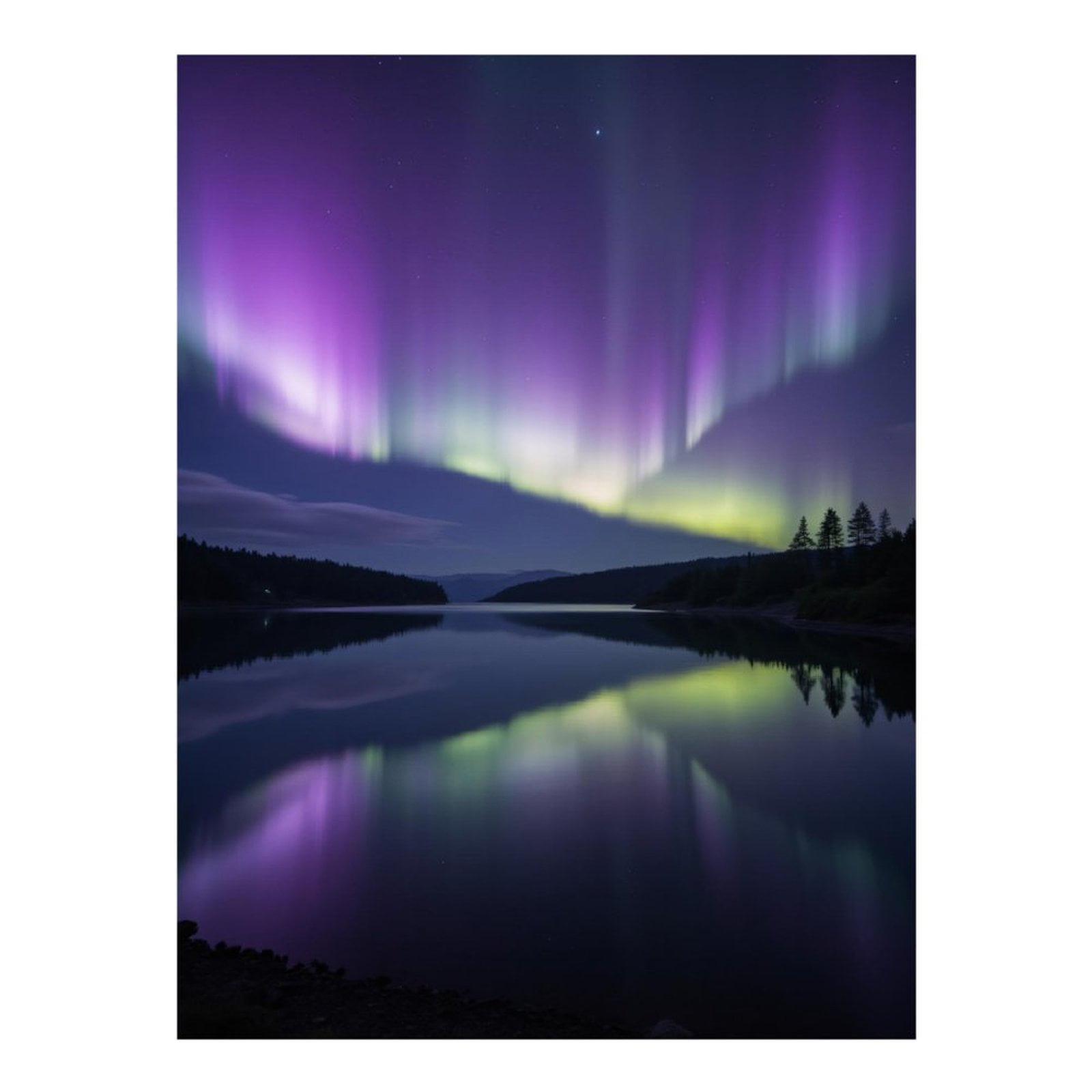 Diamond Art Kit for Adults, Aurora Borealis Over Lake Reflection ...