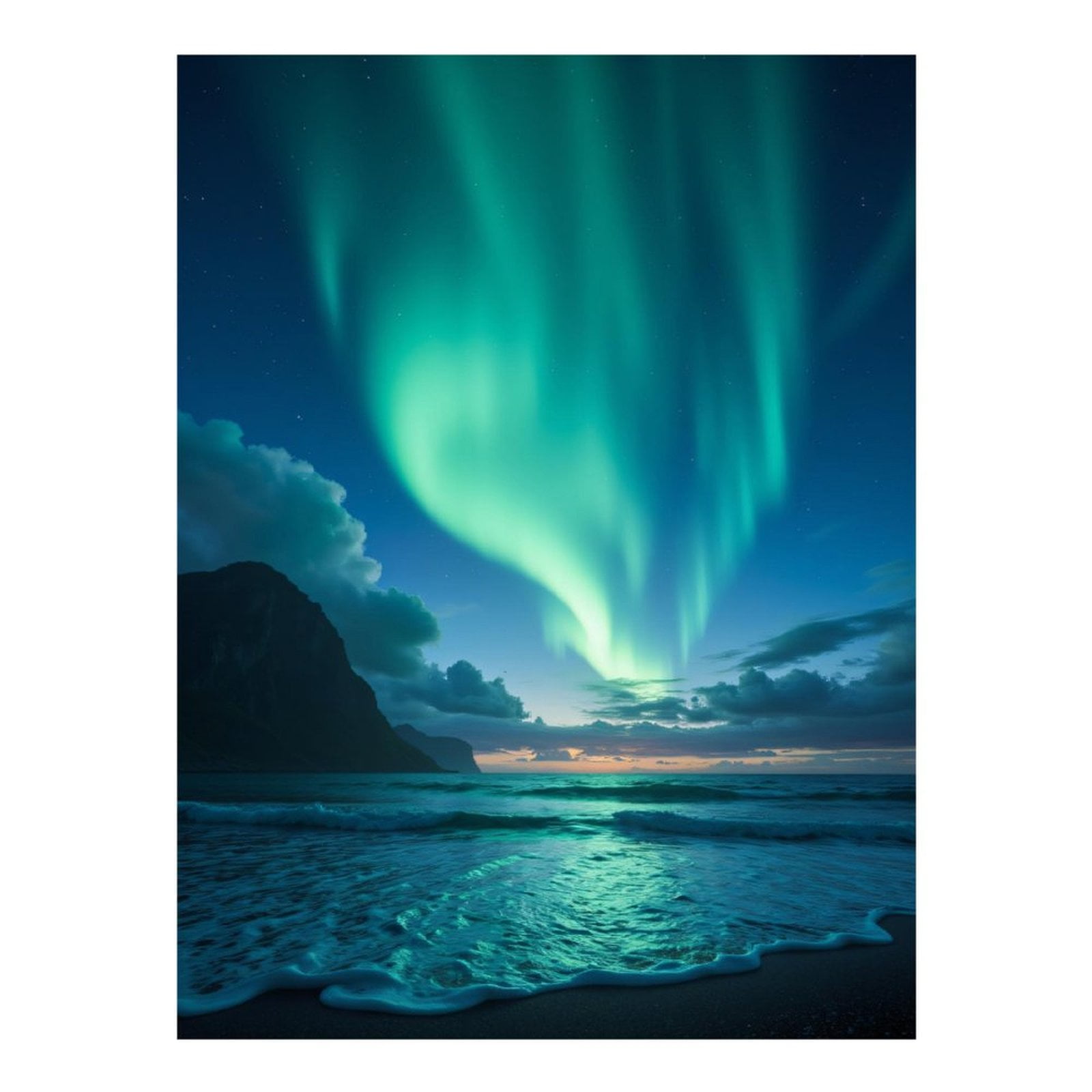 Diamond Art Kit for Adults, Aurora Borealis Over Ocean Sky Diamond ...