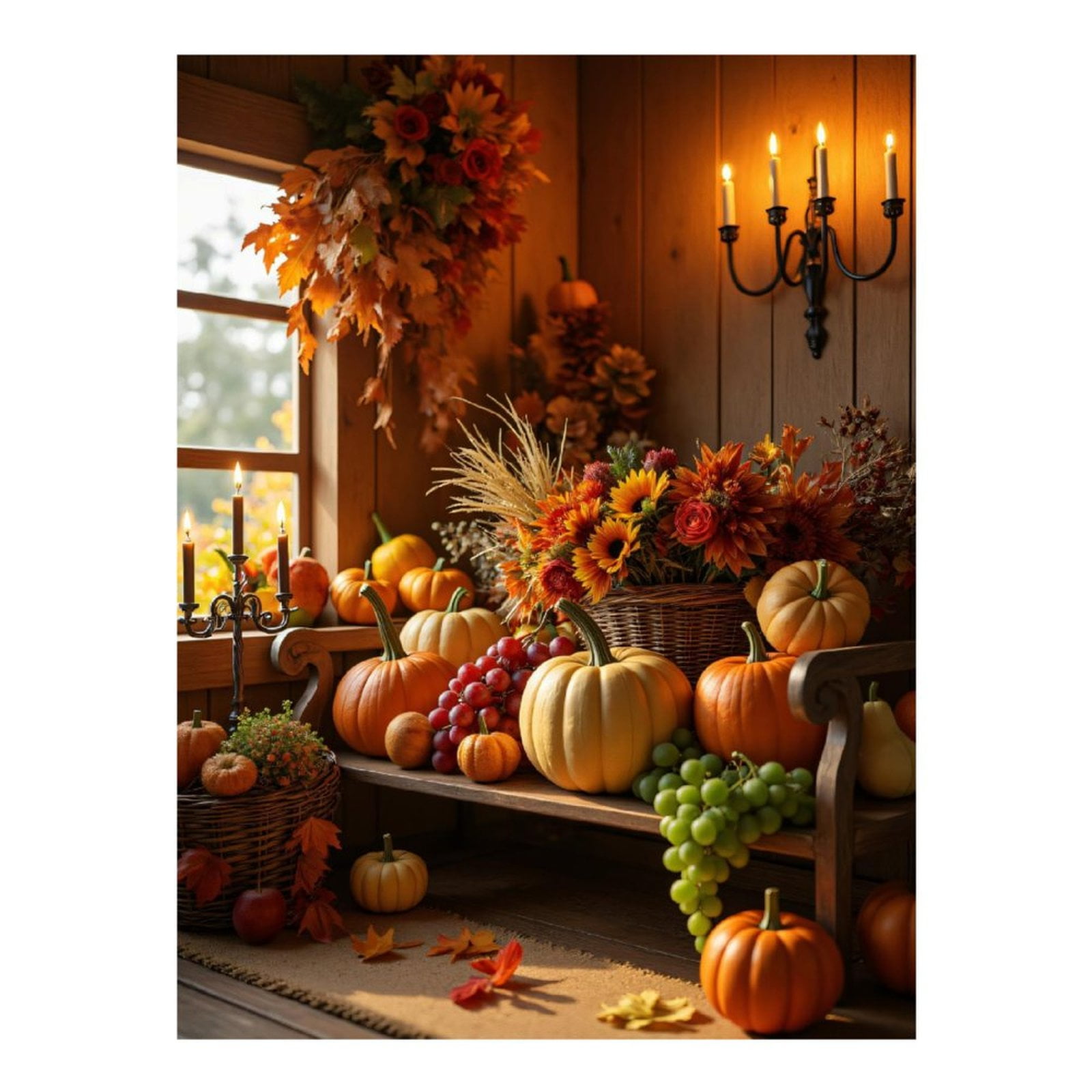 Diamond Art Kit for Adults, Autumn Harvest Rustic Decor Scene Diamond ...