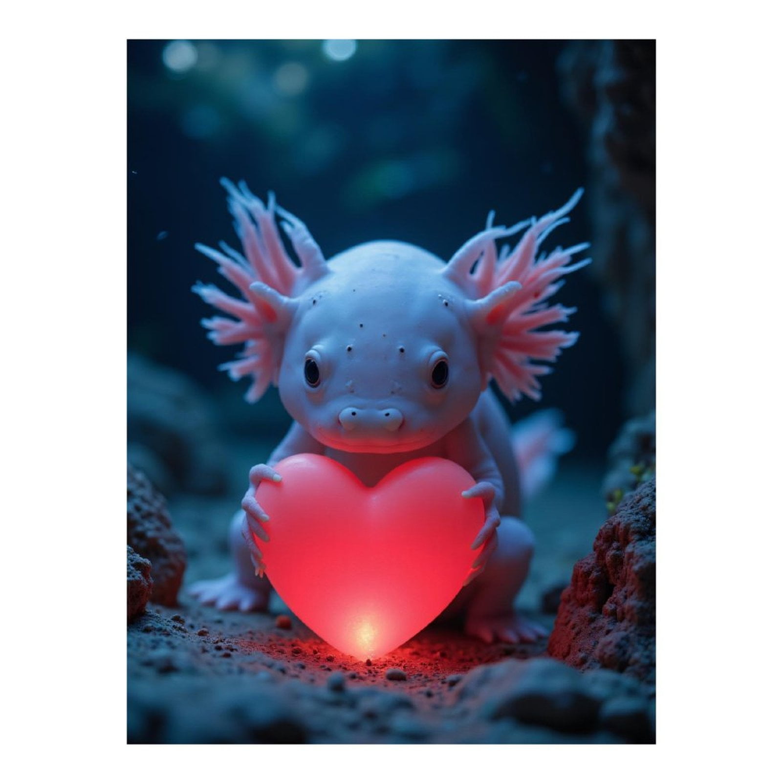 Diamond Art Kit for Adults, Axolotl Heart Light Ocean Glow Diamond ...