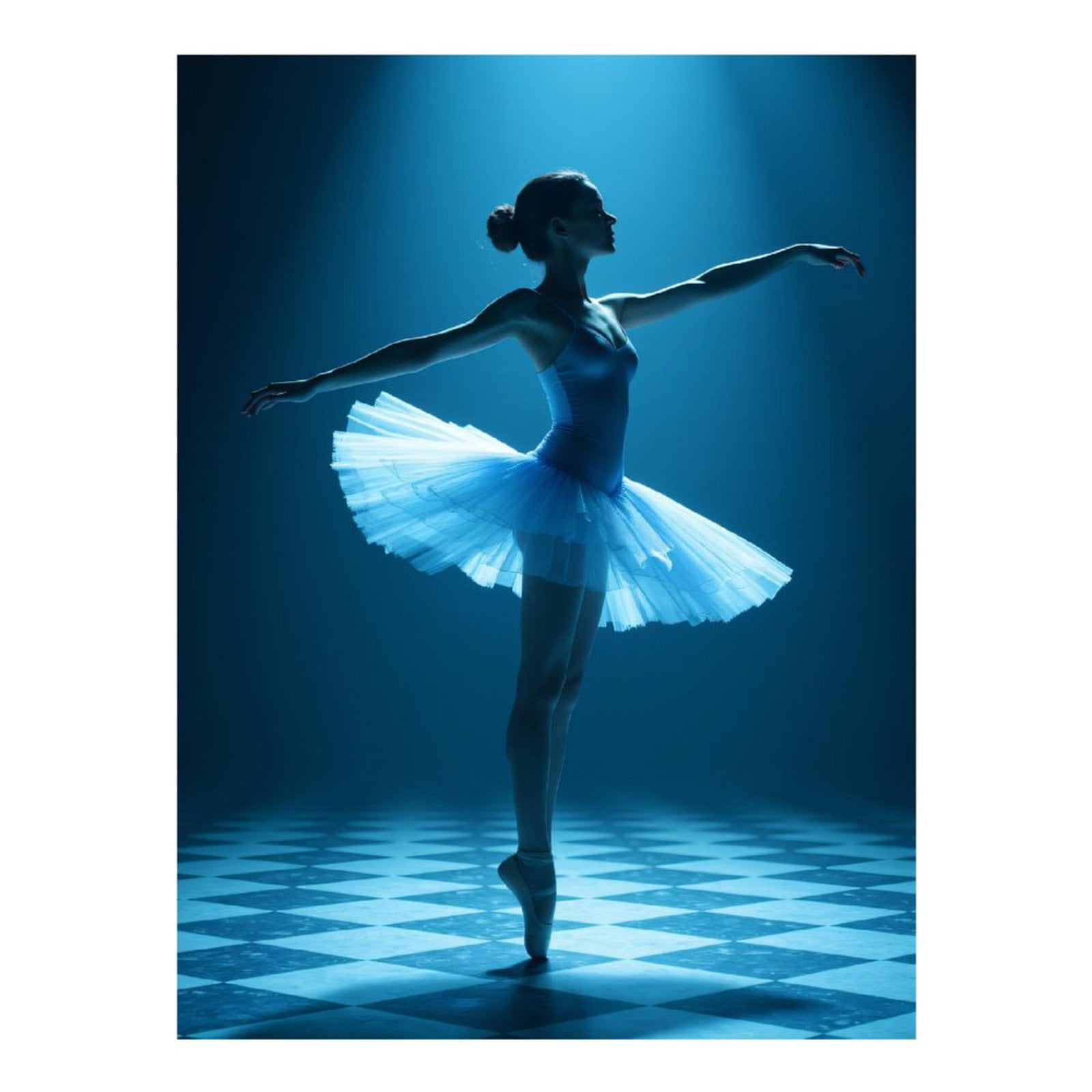 Diamond Art Kit for Adults, Ballet Dancer Elegant Pose Blue Spotlight ...