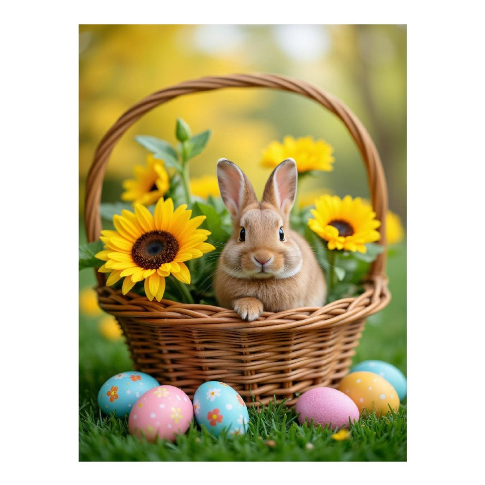 Diamond Art Kit for Adults, Basket Bunny Sunflowers Easter Eggs Diamond ...