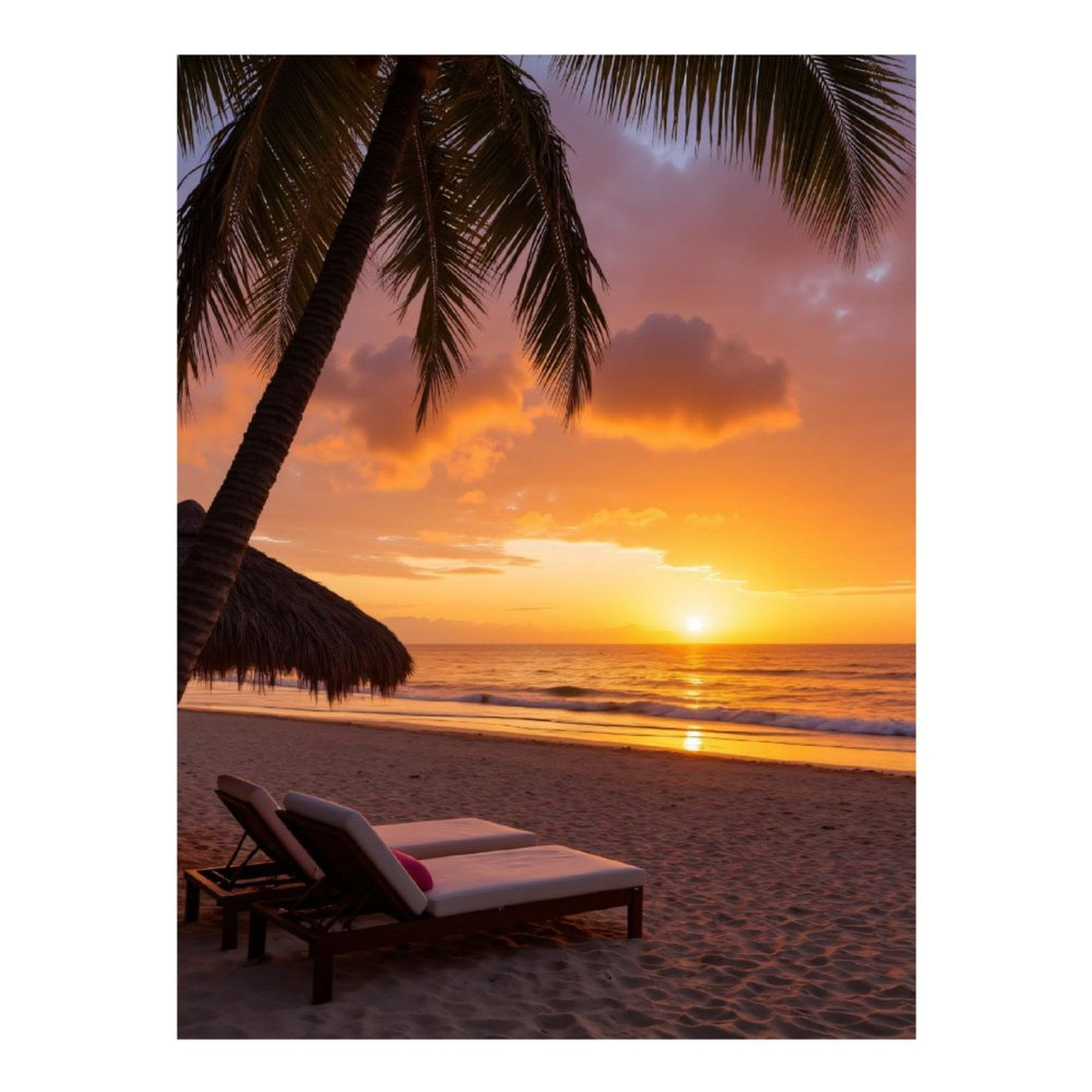 Diamond Art Kit for Adults, Beach Sunset Palm Trees Lounge Diamond ...