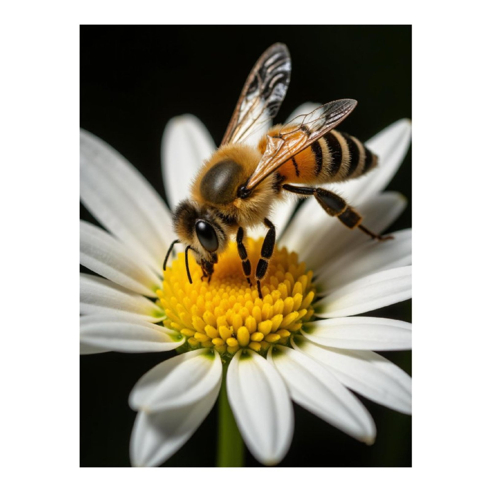 Diamond Art Kit for Adults, Bee Pollinating White Daisy Diamond ...