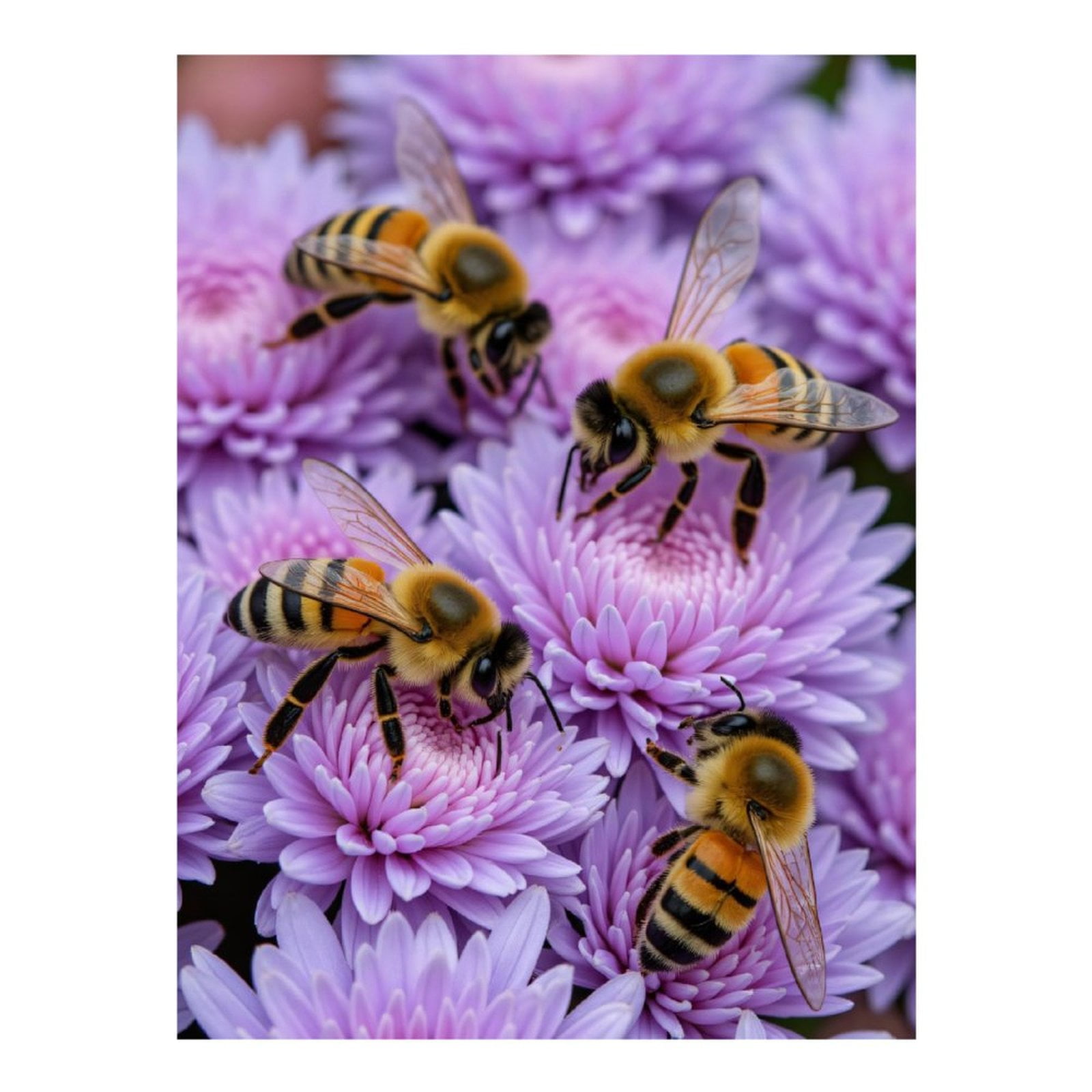 Diamond Art Kit for Adults, Bees On Purple Flowers Diamond Painting for ...