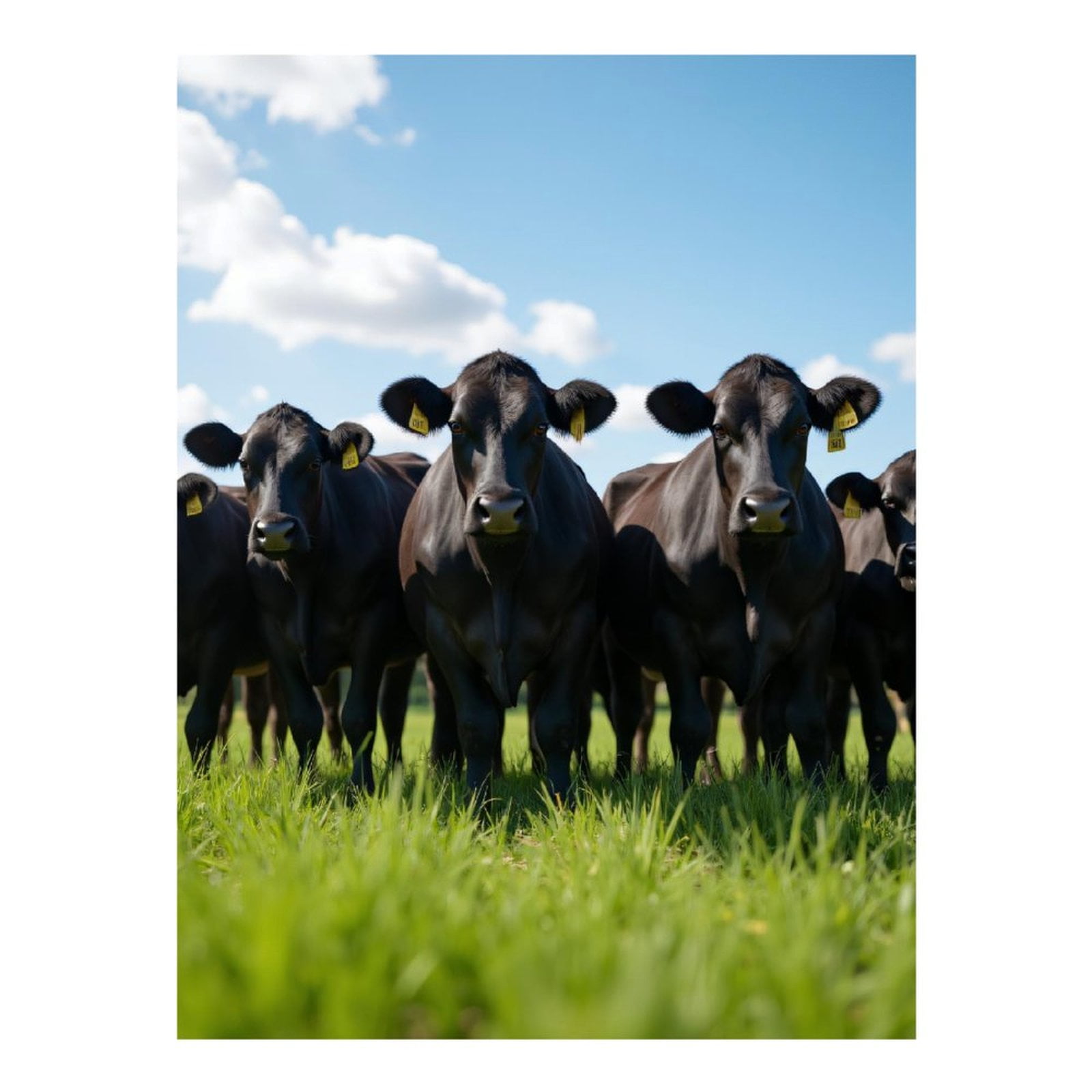 Diamond Art Kit for Adults, Black Cattle Grazing Green Field Diamond ...