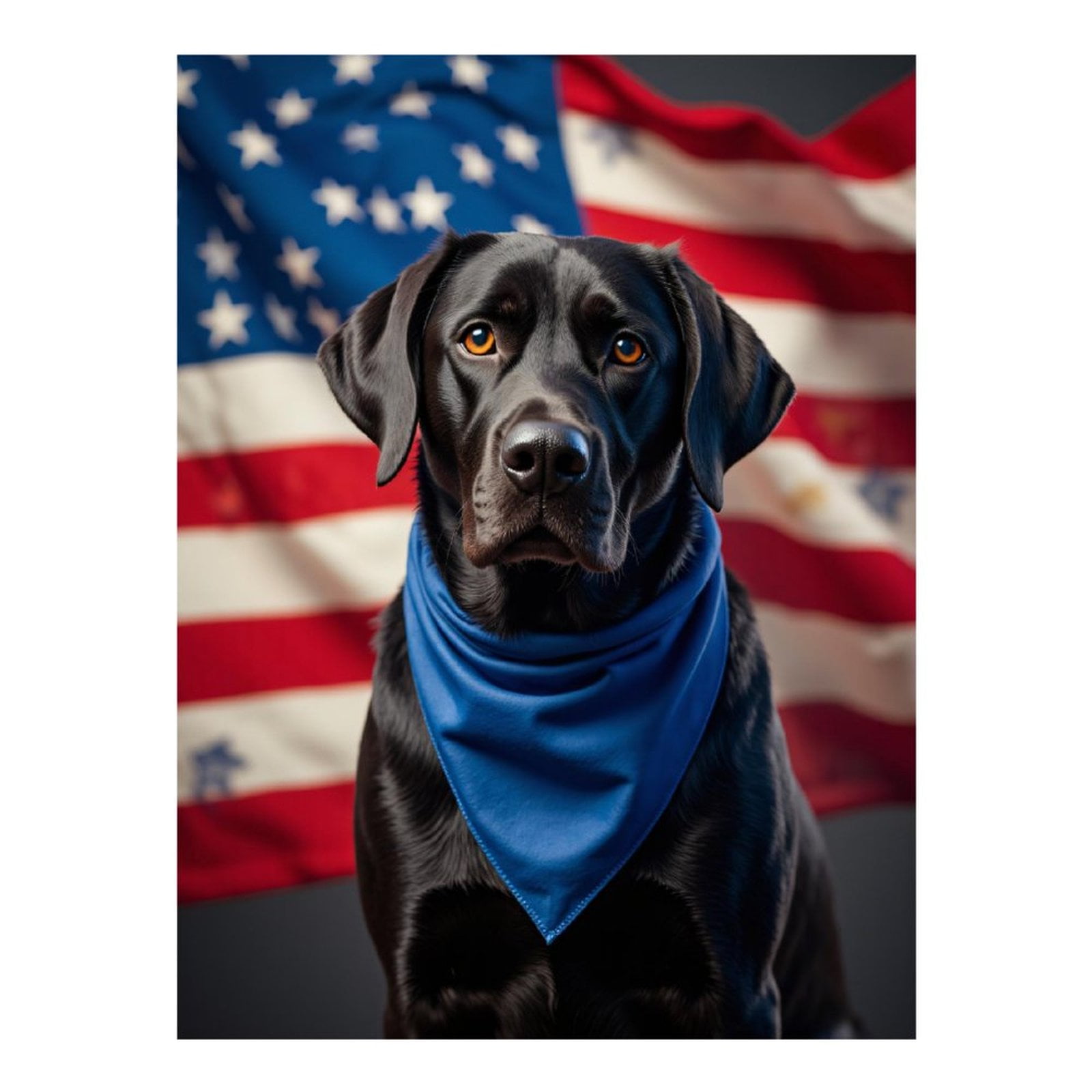 Diamond Art Kit for Adults, Black Labrador Blue Bandana Flag Diamond ...