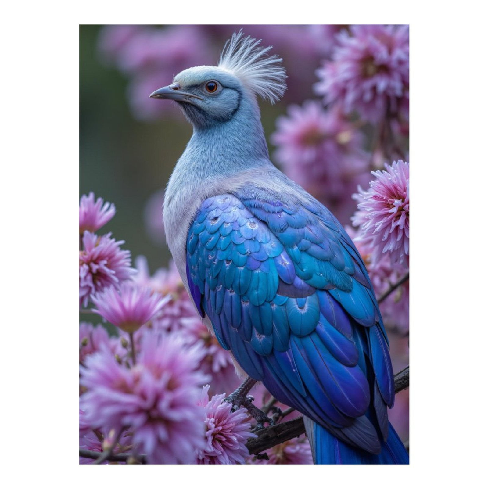 Diamond Art Kit for Adults, Blue Bird Among Pink Blossoms Diamond ...