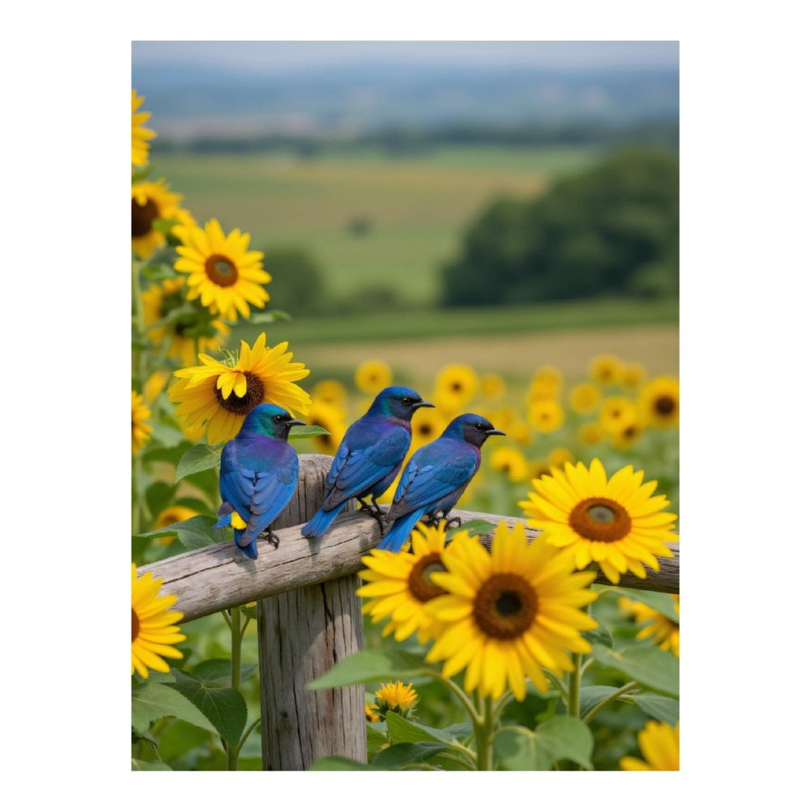 Diamond Art Kit for Adults, Blue Birds Sunflowers Meadow Diamond ...