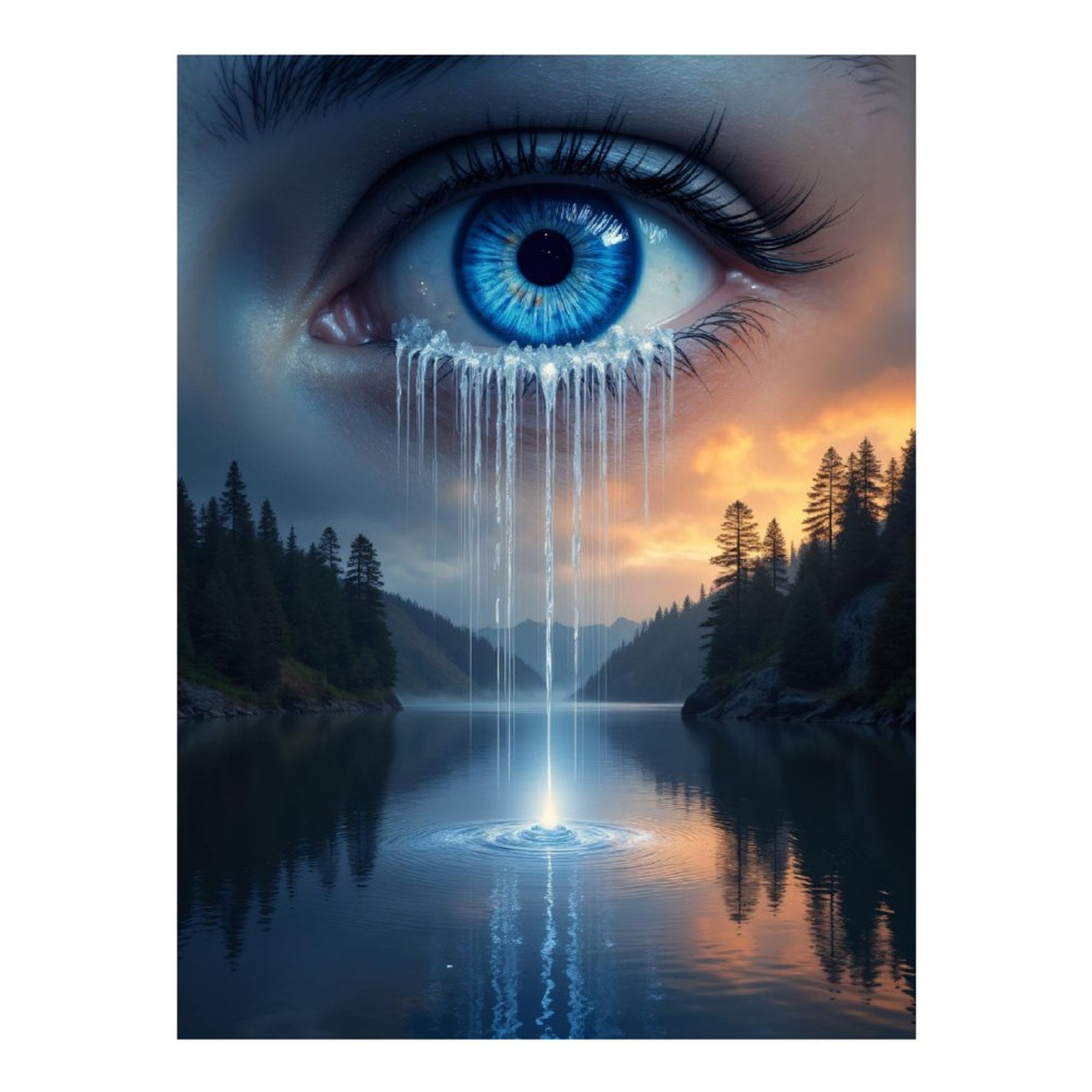 Diamond Art Kit for Adults, Blue Eye Waterfall Nature Reflection ...