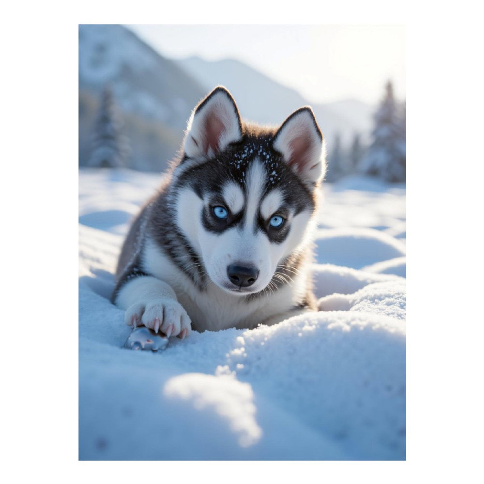 Diamond Art Kit for Adults, Blue Eyed Husky Puppy In Snow Diamond ...