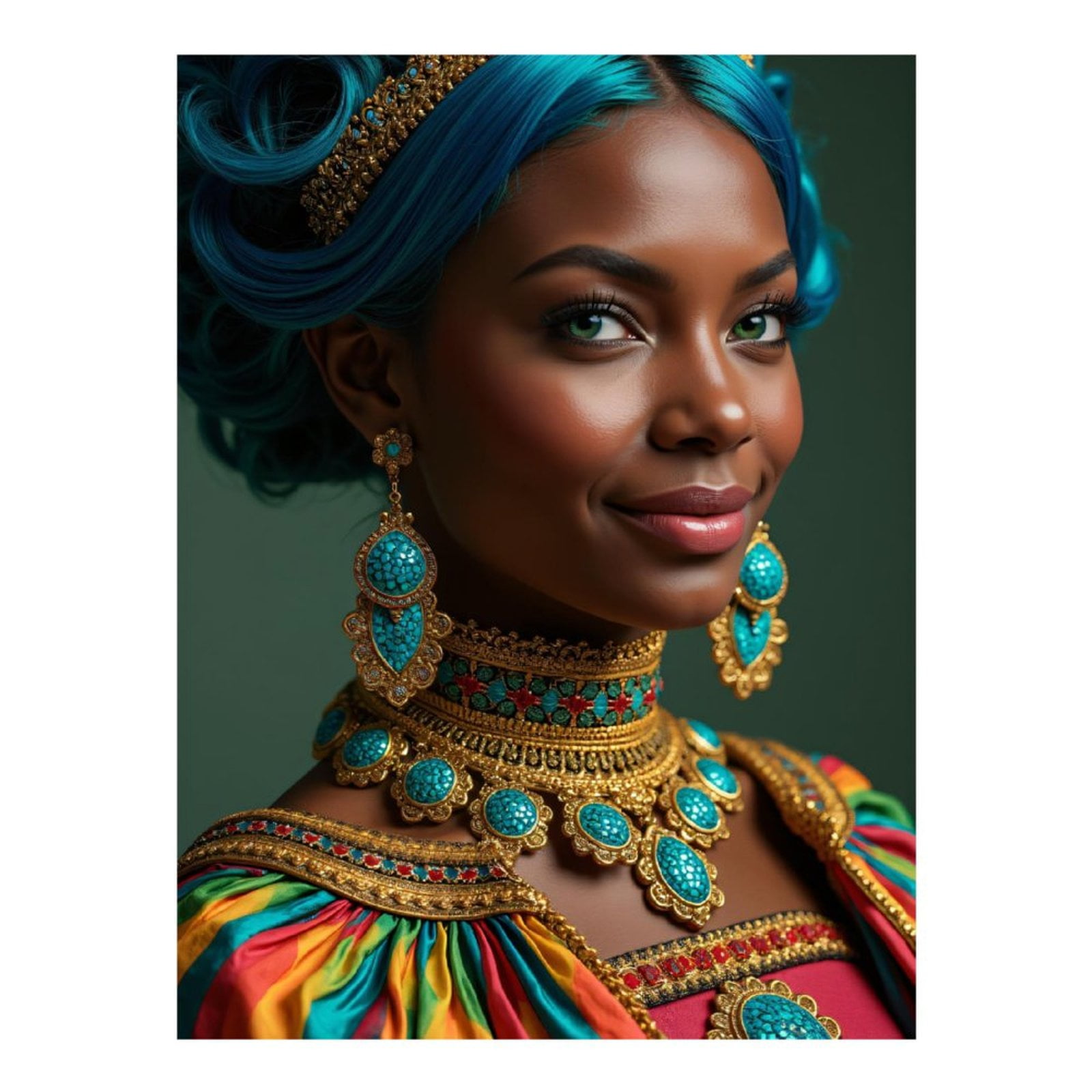 Diamond Art Kit for Adults, Blue Haired Regal Portrait Diamond Painting ...