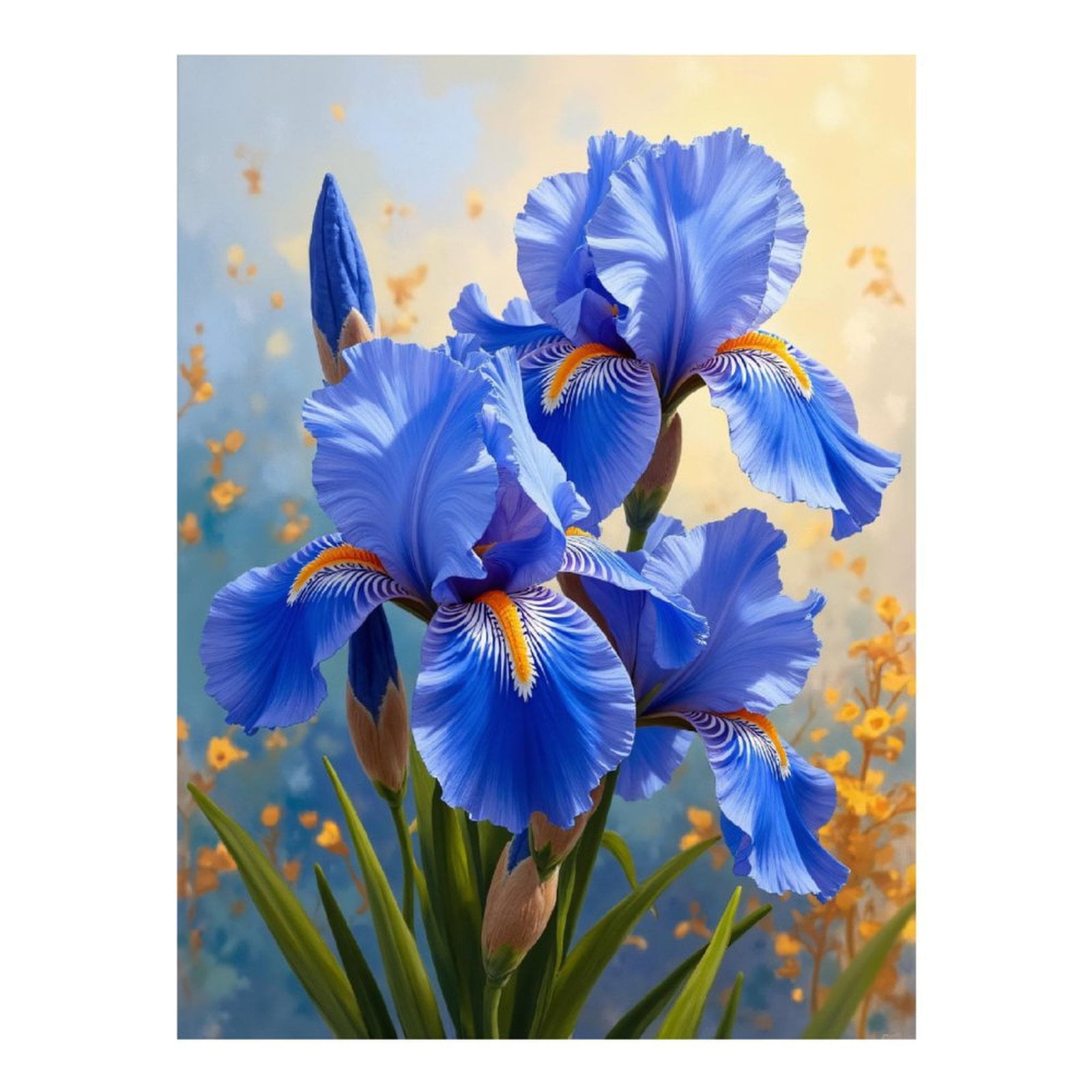 Diamond Art Kit for Adults, Blue Iris Blooms Nature Background Diamond ...