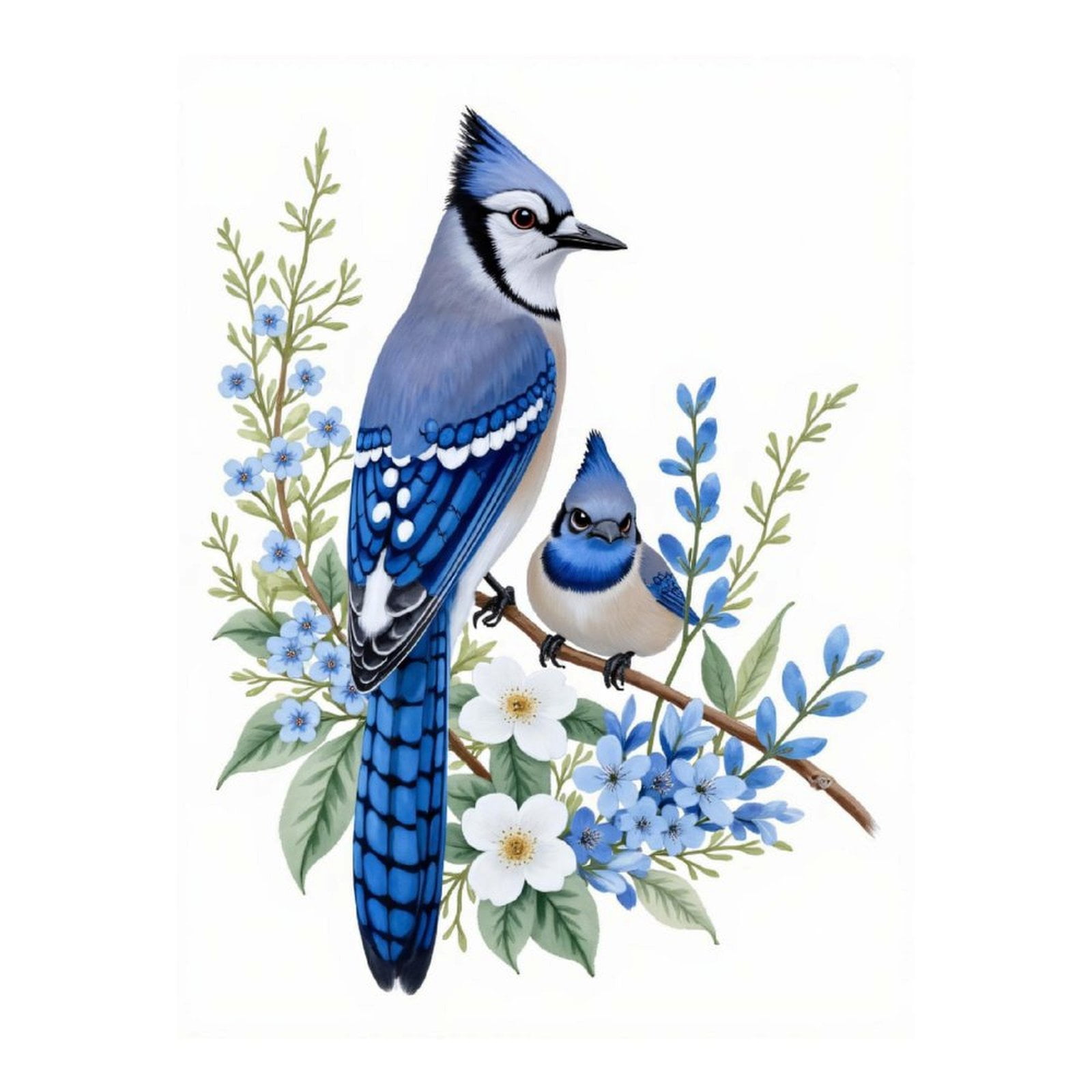 Diamond Art Kit for Adults, Blue Jay Floral Pair Artwork Diamond ...