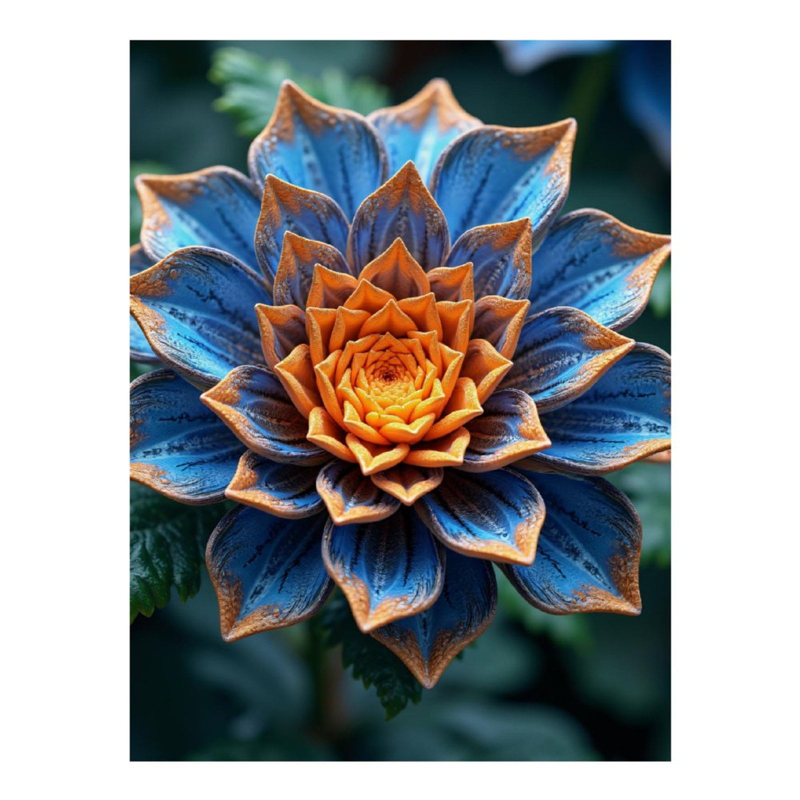 Diamond Art Kit for Adults, Blue Orange Flower Close Up Diamond ...