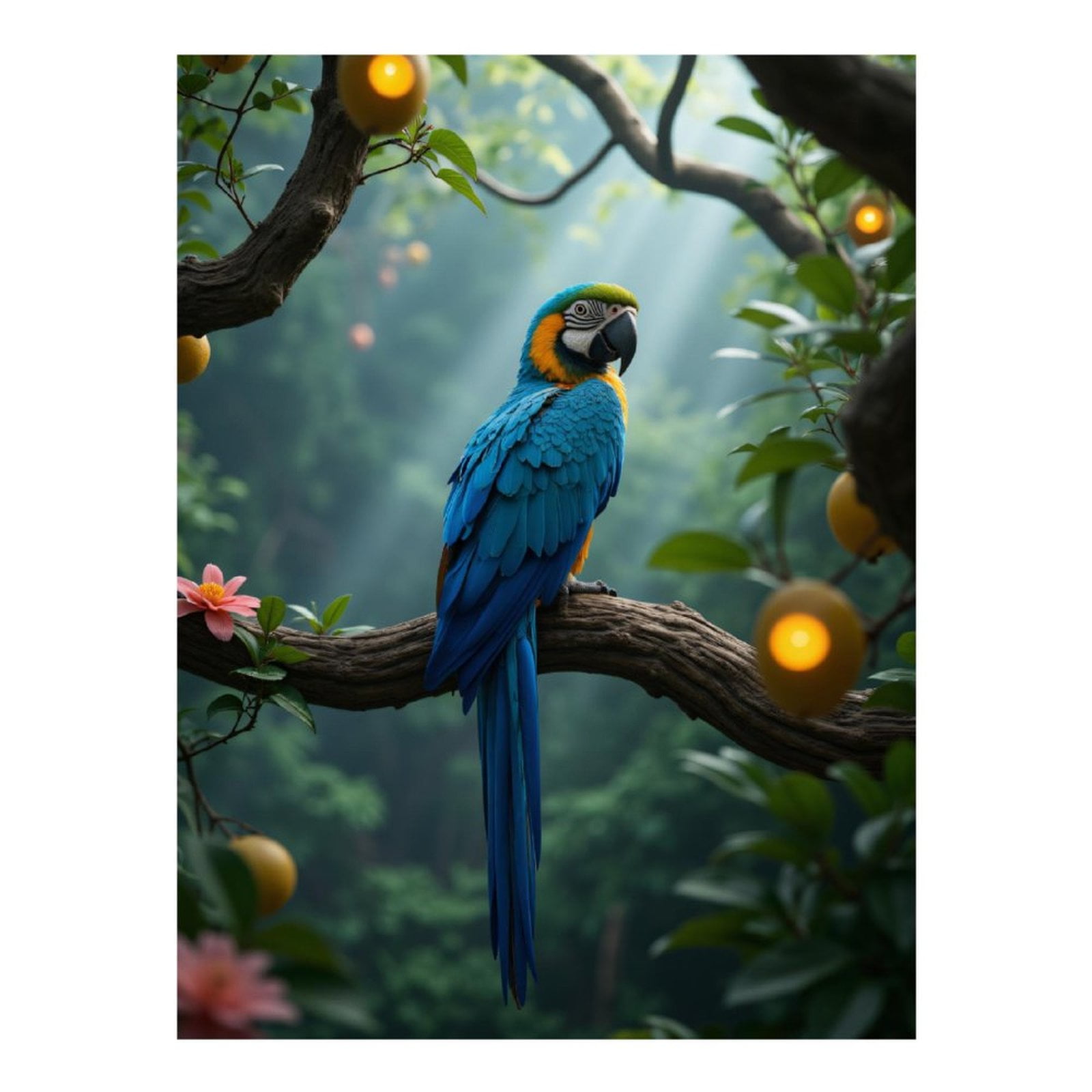 Diamond Art Kit for Adults, Blue Parrot Jungle Scene Diamond Painting ...